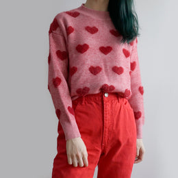 Fuzzy Hearts Sweater (4 Colors) – Megoosta Fashion